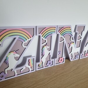 Personalised Unicorn Themed Wall Letters for Children's Room - Etsy