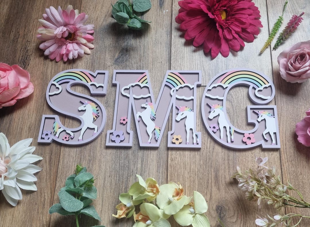 Personalised Unicorn Themed Wall Letters for Children's Room - Etsy