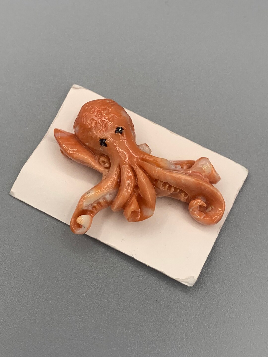 Natural Red Orange Momo Coral Octopus Carving Jewelry Making Japanese ...