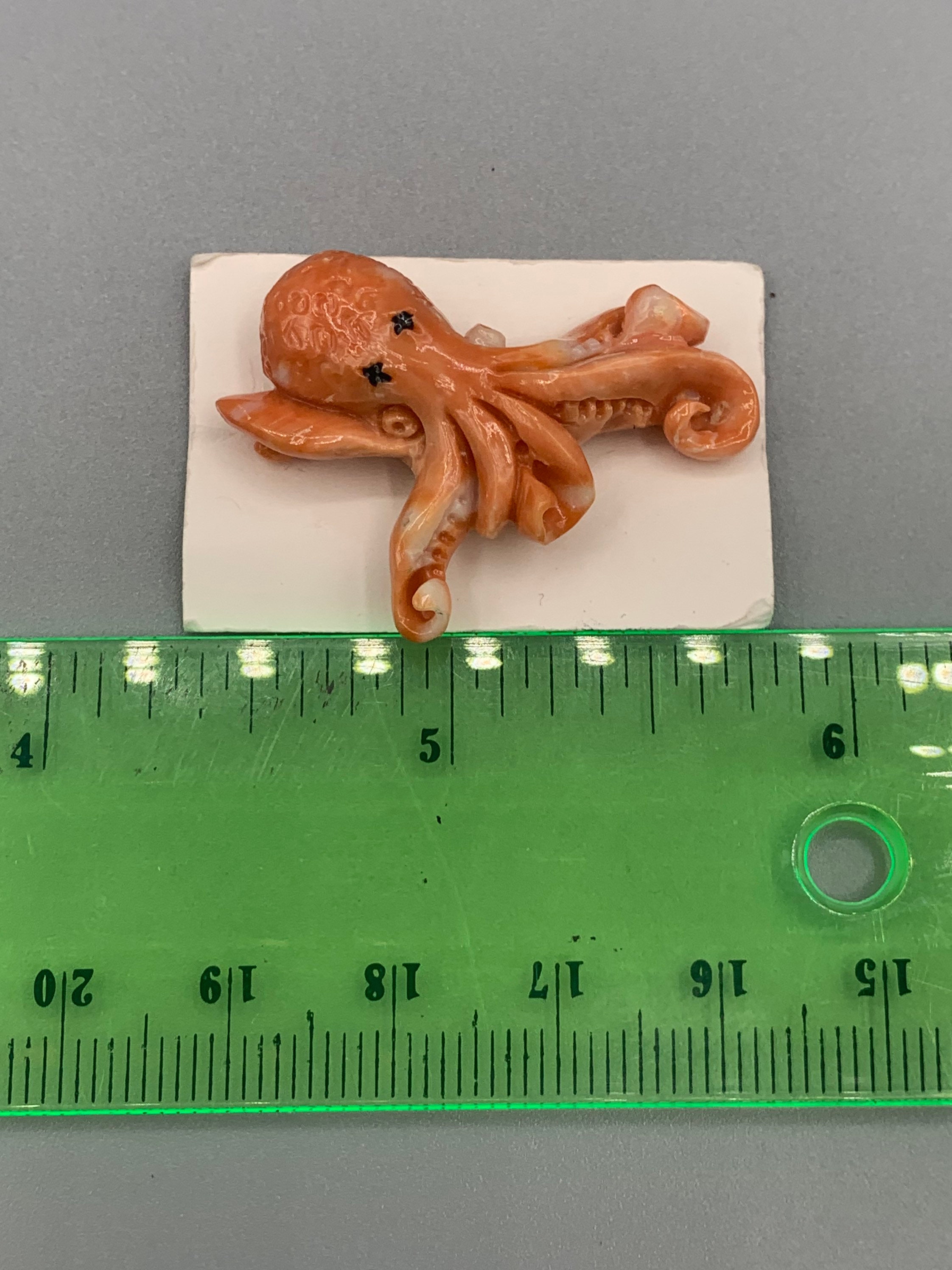 Natural Red Orange Momo Coral Octopus Carving Jewelry Making Japanese ...