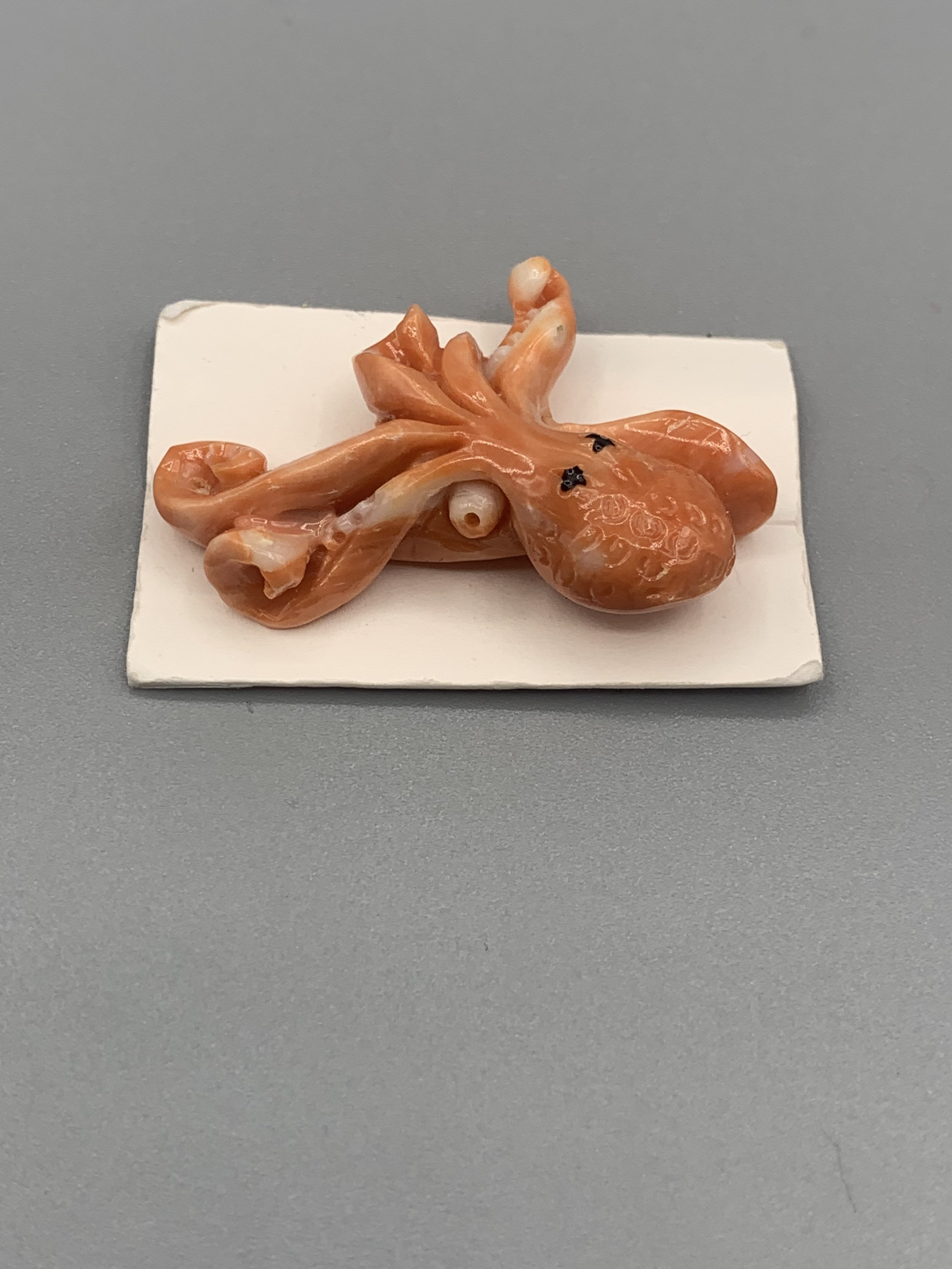 Natural Red Orange Momo Coral Octopus Carving Jewelry Making Japanese ...