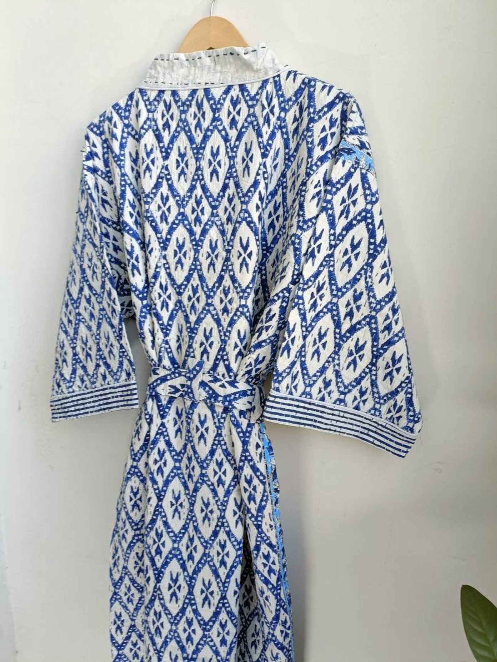 Indian Handmade Kantha Kimono Robe Double Cotton Layer Stitched Kantha ...