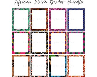 African Print Border Bundle, Template, Announcement Stationery, Digital ...