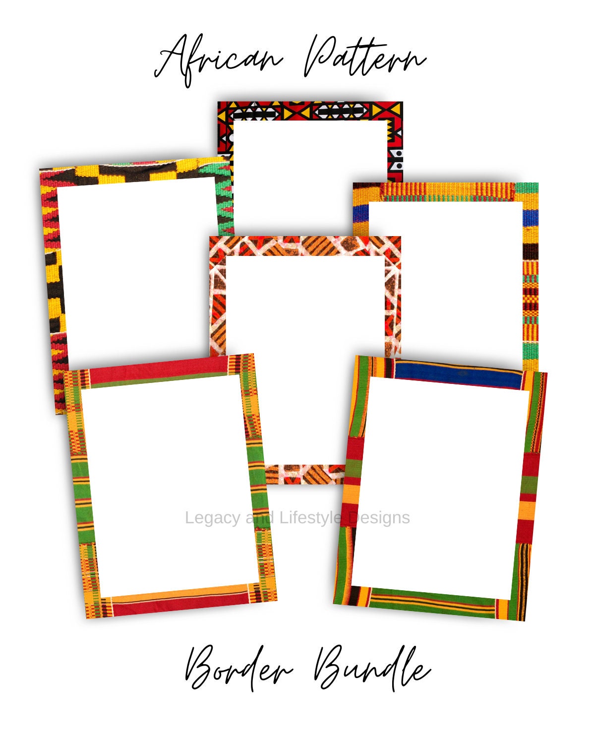 African Print Border Bundle, Template, Announcement Stationery, Digital ...