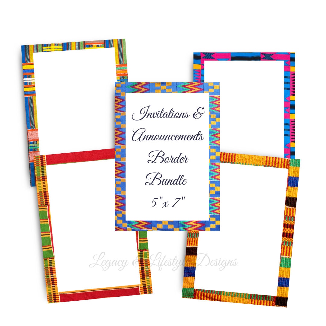 African Print Border Bundle Template, Invitations and Announcements 5 ...