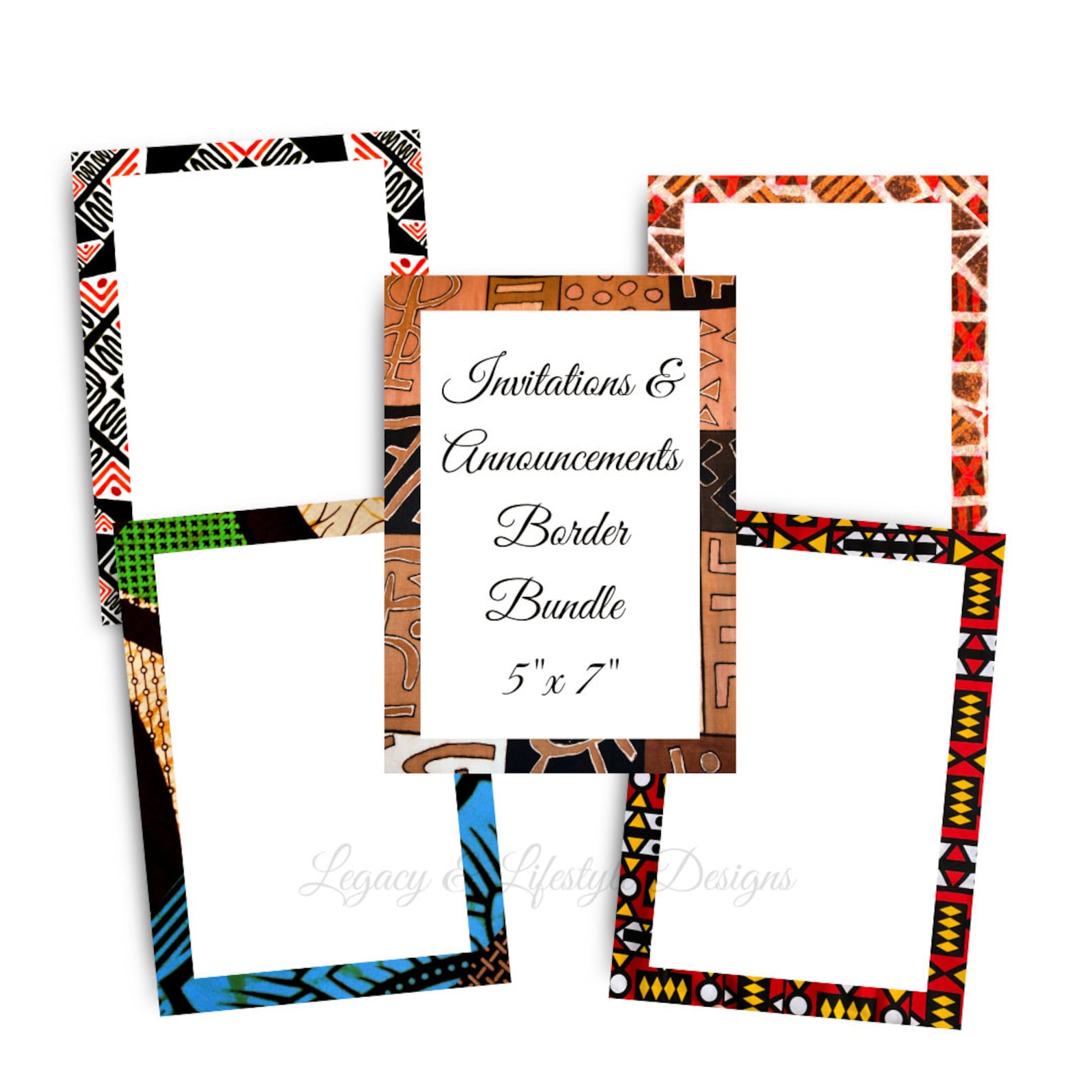 African Print Border Bundle Template Invitations and - Etsy