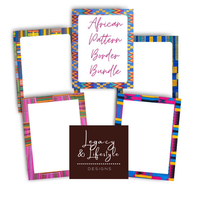 African Pattern Printable Border Bundle Template, Announcements ...
