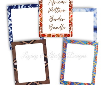 African Print Border Bundle, Template, Announcement Stationery, Digital ...