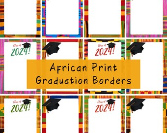 African Print Border Bundle, Template, Announcement Stationery, Digital ...