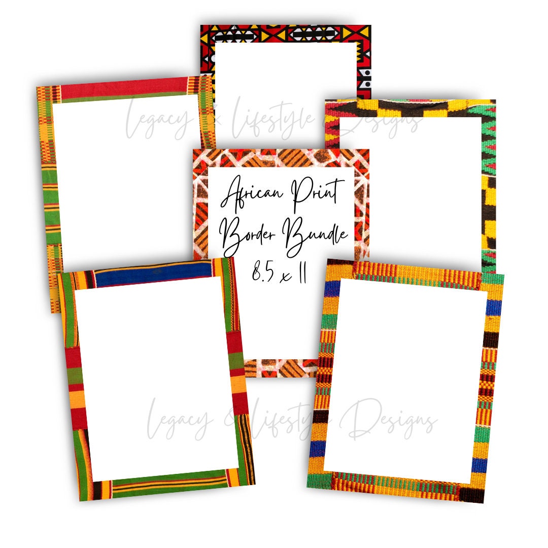 African Print Border Bundle, Template, Announcement Stationery, Digital ...