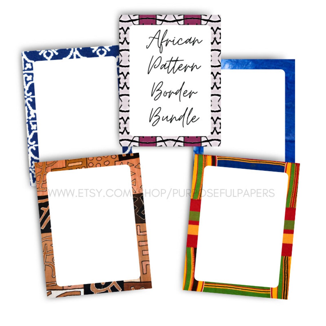 African Print Border Bundle Template Announcements - Etsy