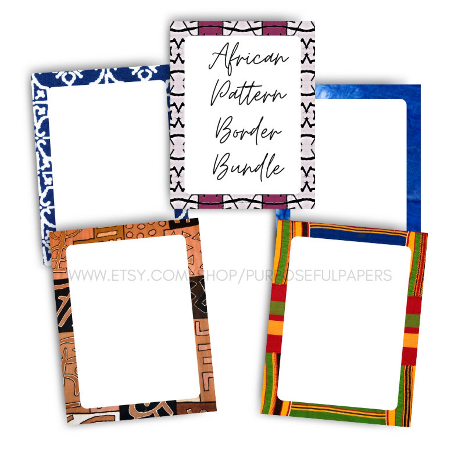 African Print Border Bundle Template Announcements - Etsy
