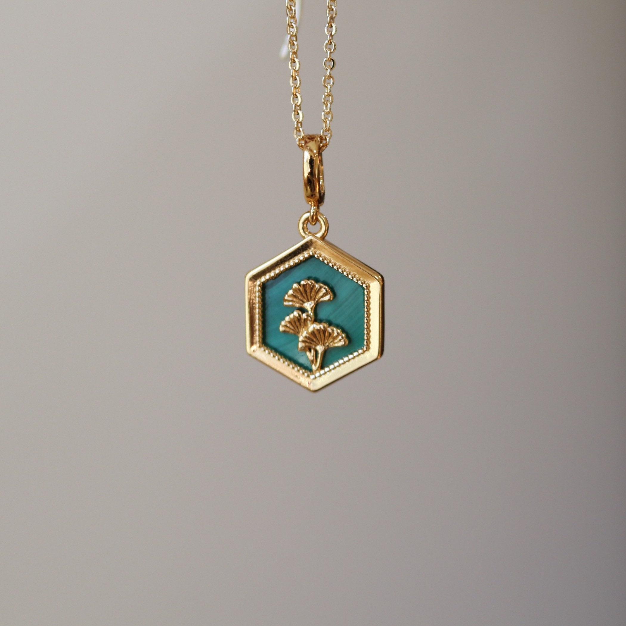 Dainty Hexagon Gemstone Stone Necklace in 925 Sterling Silver Designed ...