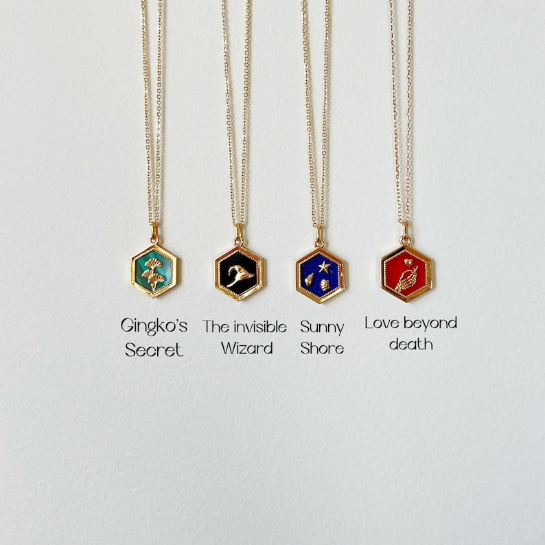 Dainty Hexagon Gemstone Stone Necklace in 925 Sterling Silver Designed ...