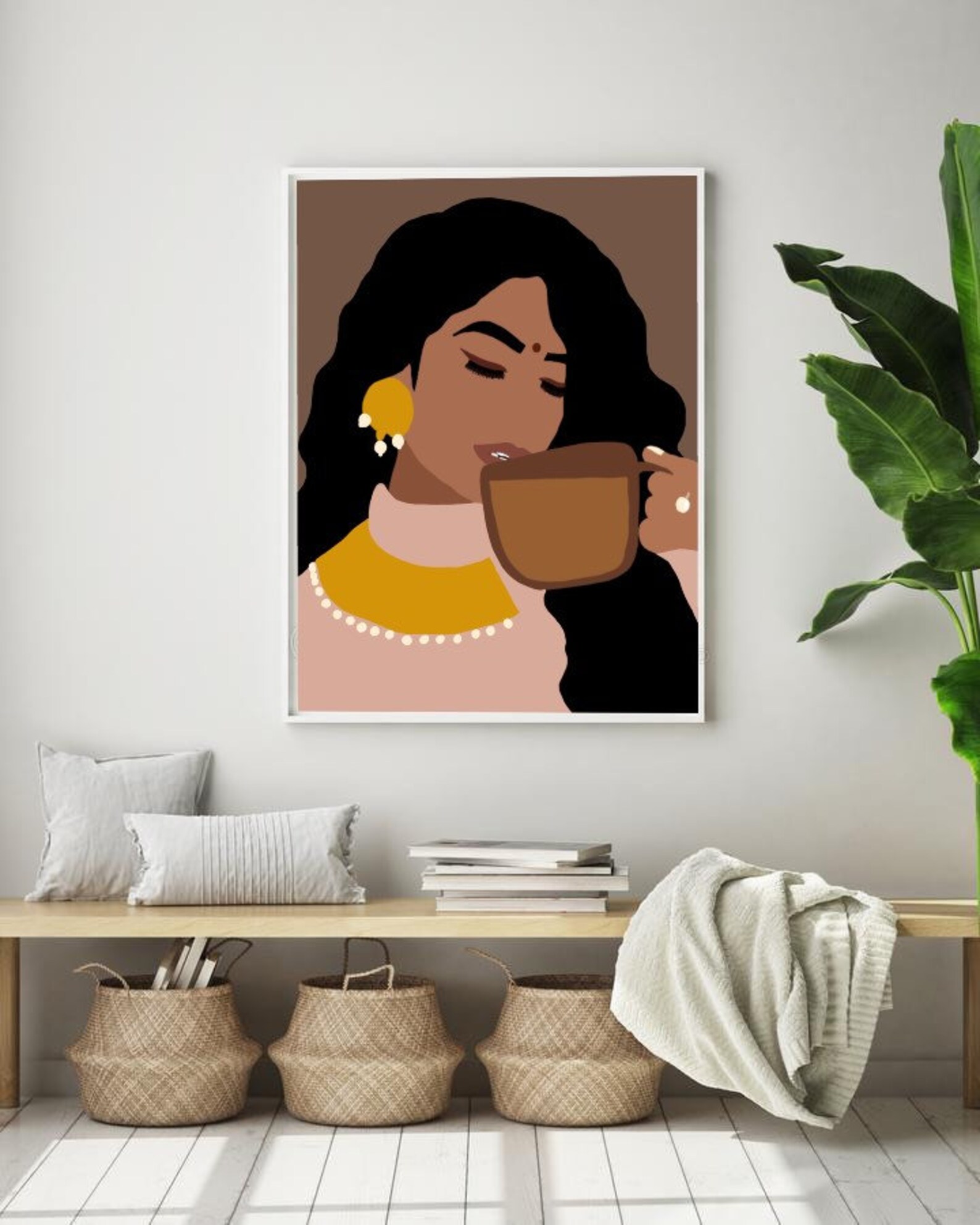 Woman Drinking Chai | digital Print | Desi Wall Art | South Asian ...