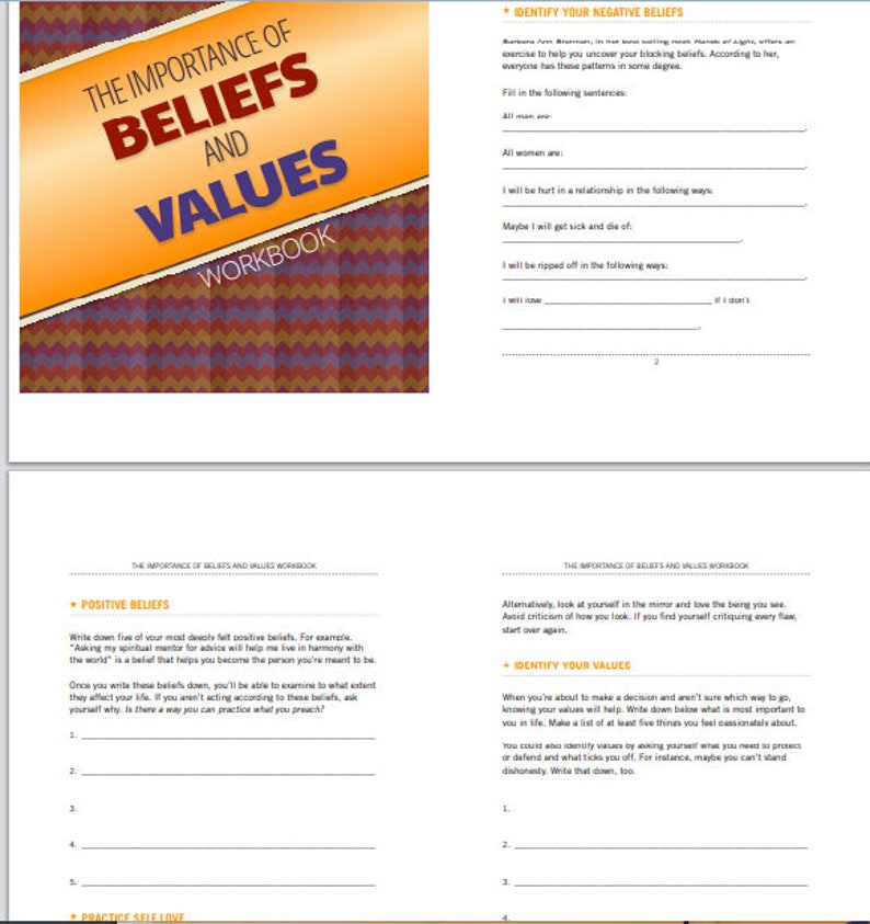 The Importance of Beliefs and Values Workbook - Etsy