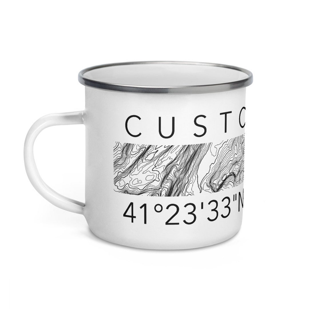 Custom Enamel Topographic Coffee Mug Custom Topographic Map Gift Custom ...