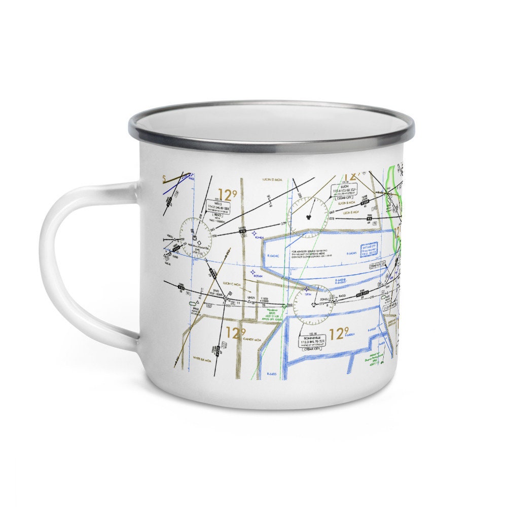 Custom IFR Chart Enamel Coffee Mug Custom Pilot Gift Custom Coffee Mug ...