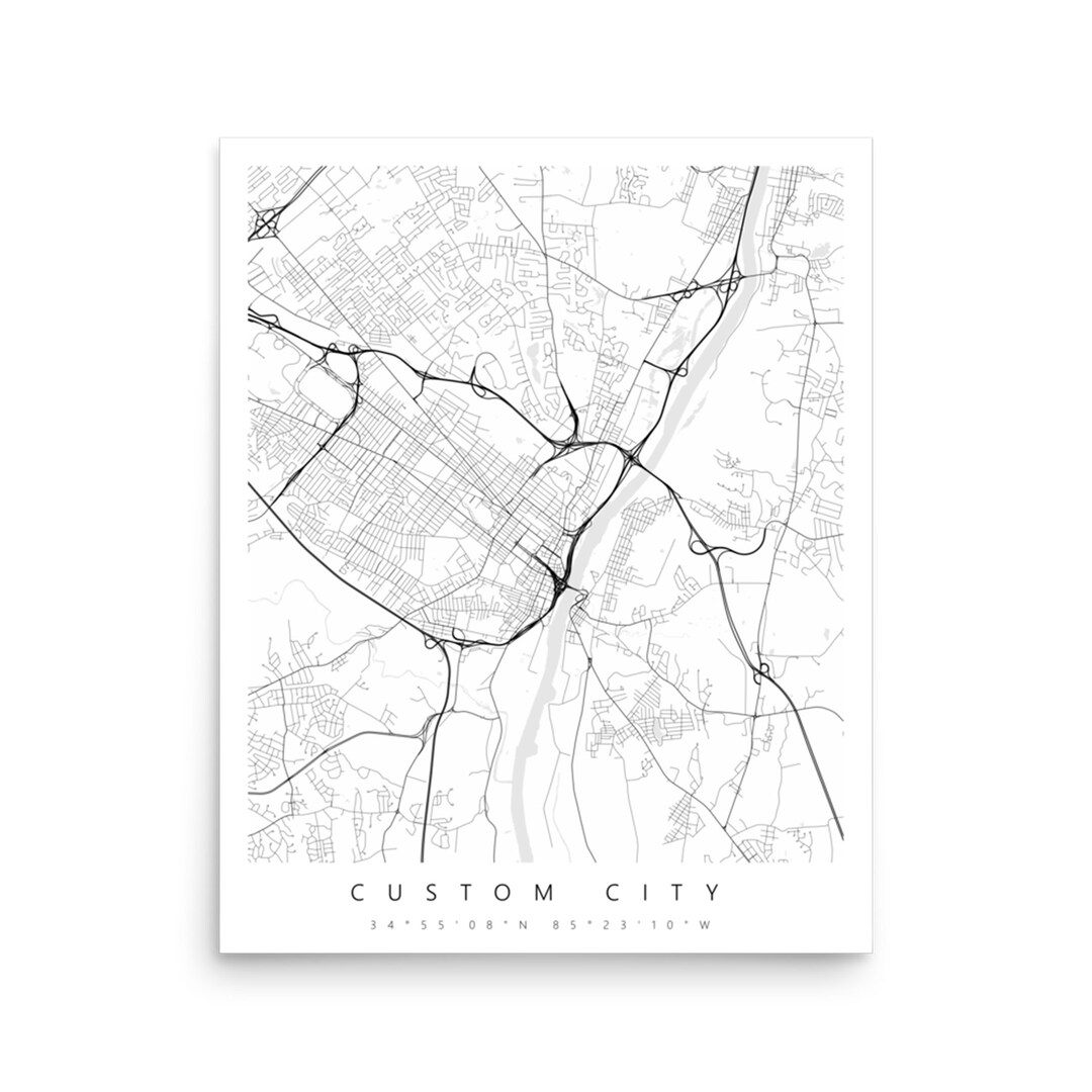 Digital Download - Custom City Map - Custom Map Gift - Custom Map ...