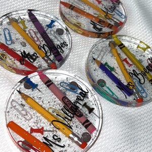 Personalized Teacher Coasters|teachers Gift Idea|crayon and Pencil ...