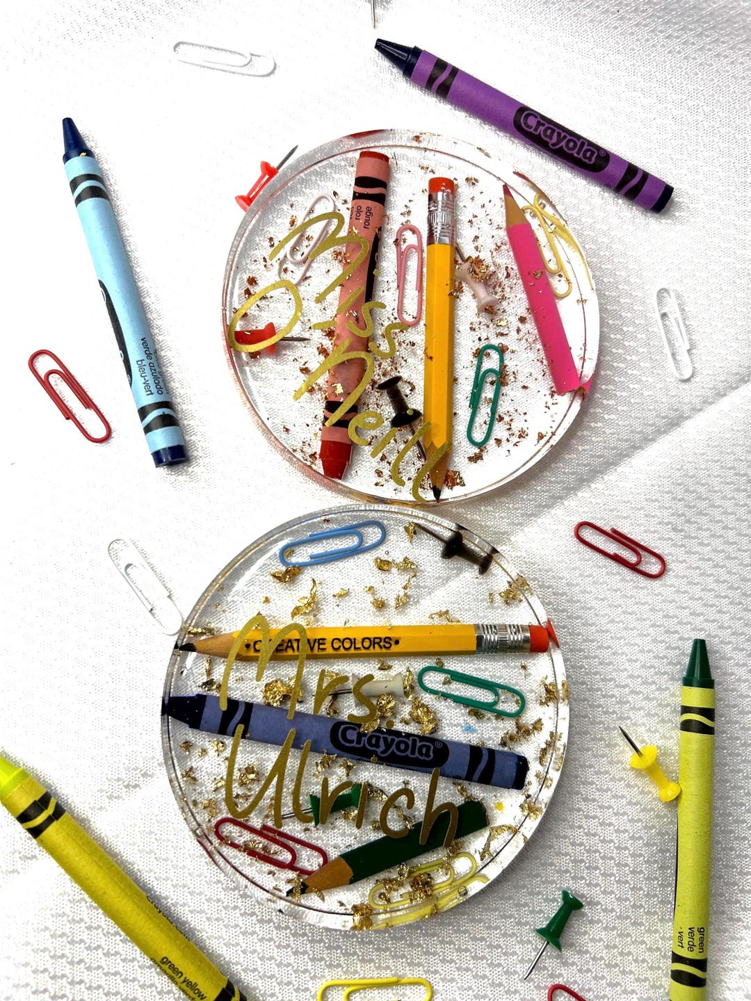 Personalized Teacher Coasters|teachers Gift Idea|crayon and Pencil ...