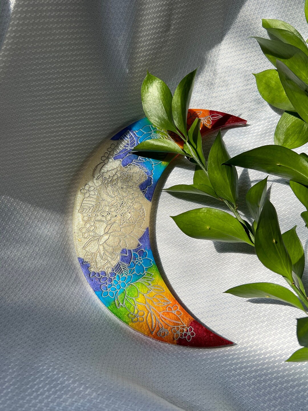 Rainbow Resin Crescent Moon Wall Art| Crescent Resin Moon Tray|resin ...