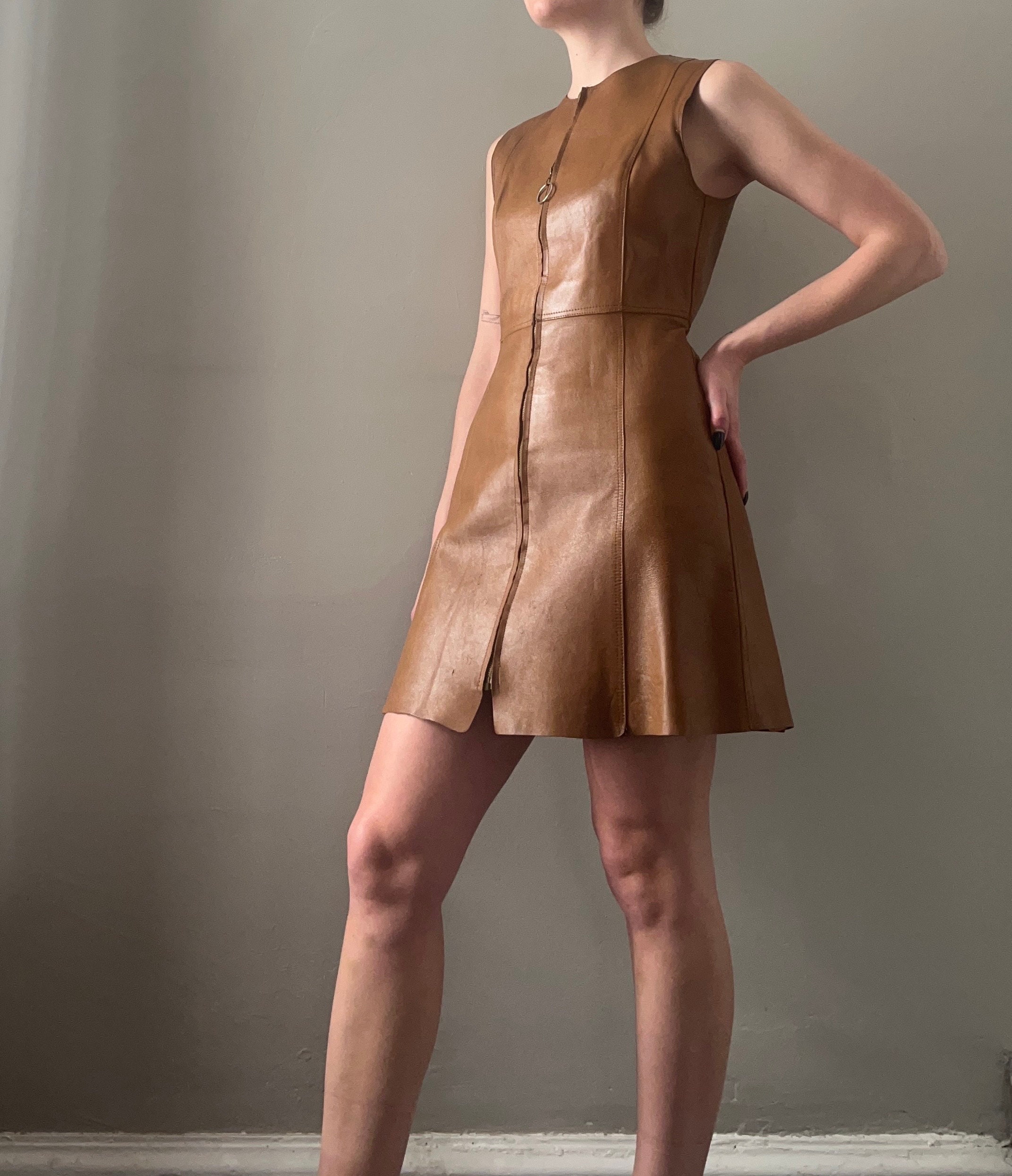 Iconic 70s Leather Dress - Etsy