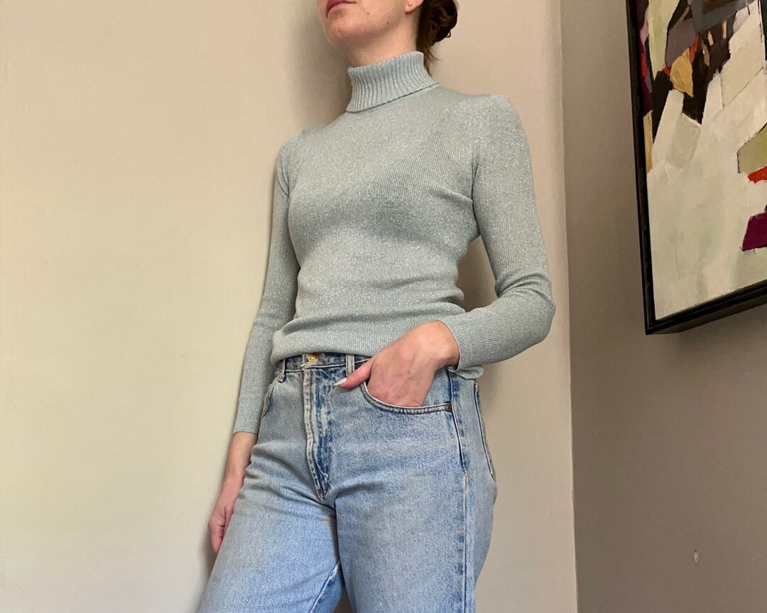 Vintage Baby Blue Sparkle Turtleneck - Etsy