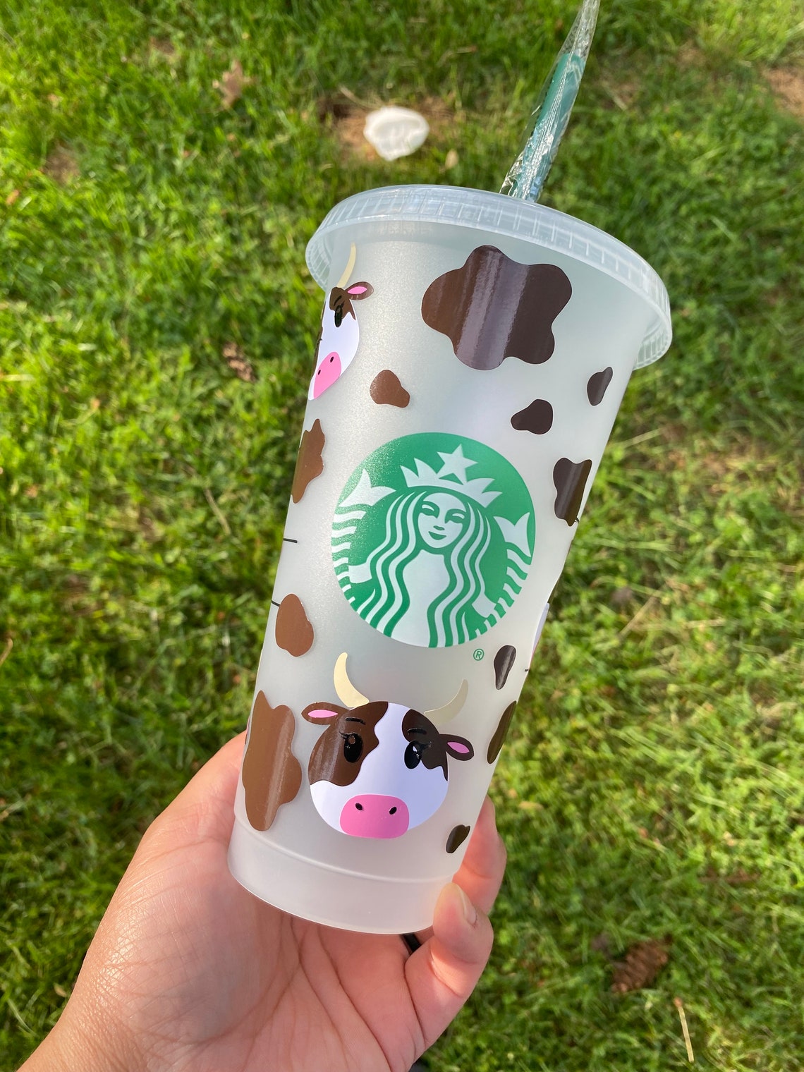 Cow Print Starbucks 24oz Cold Cup | Reusable Cold Cup | Pink Cow Print ...
