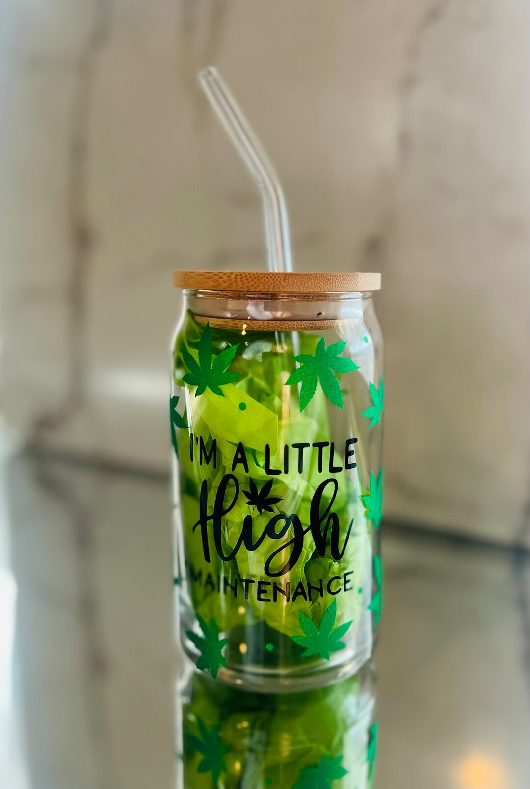 I’m a Little High Maintenance | Weed Cup | Cannabis 16oz Glass Can ...