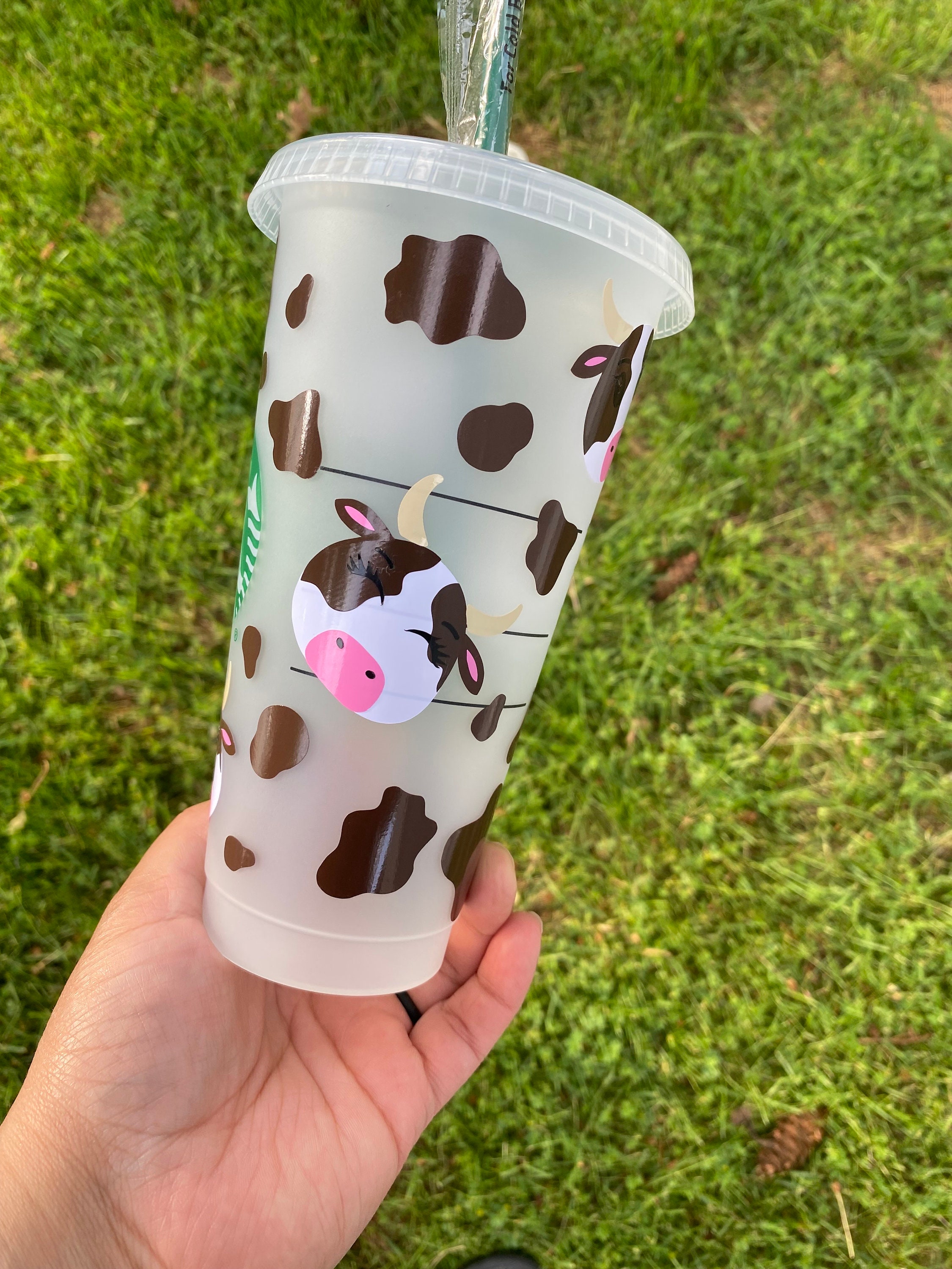 Cow Print Starbucks 24oz Cold Cup | Reusable Cold Cup | Pink Cow Print ...