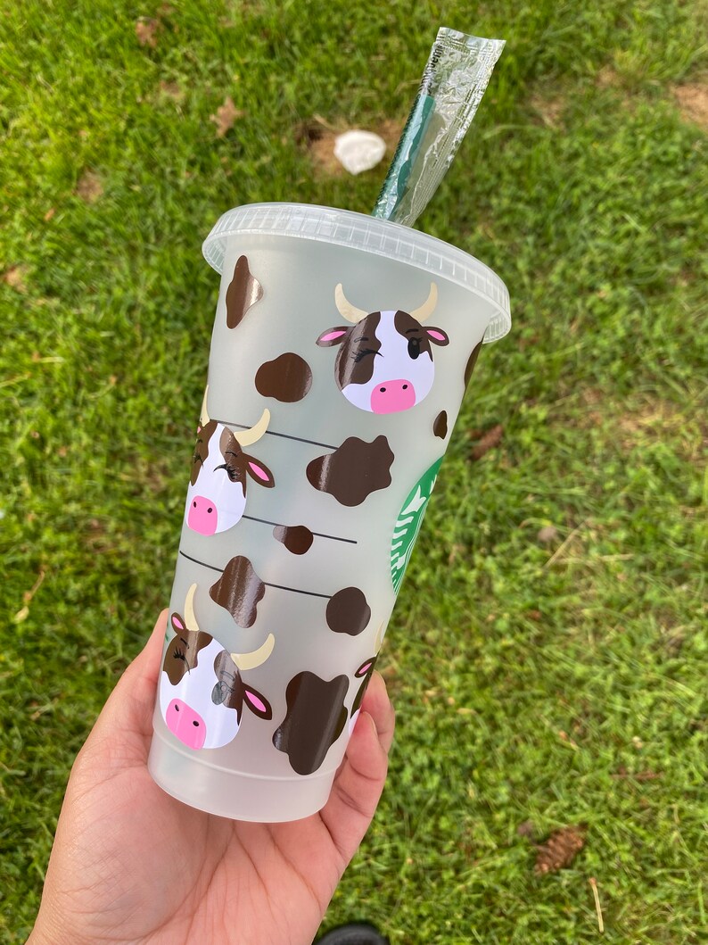 Cow Print Starbucks 24oz Cold Cup | Reusable Cold Cup | Pink Cow Print ...
