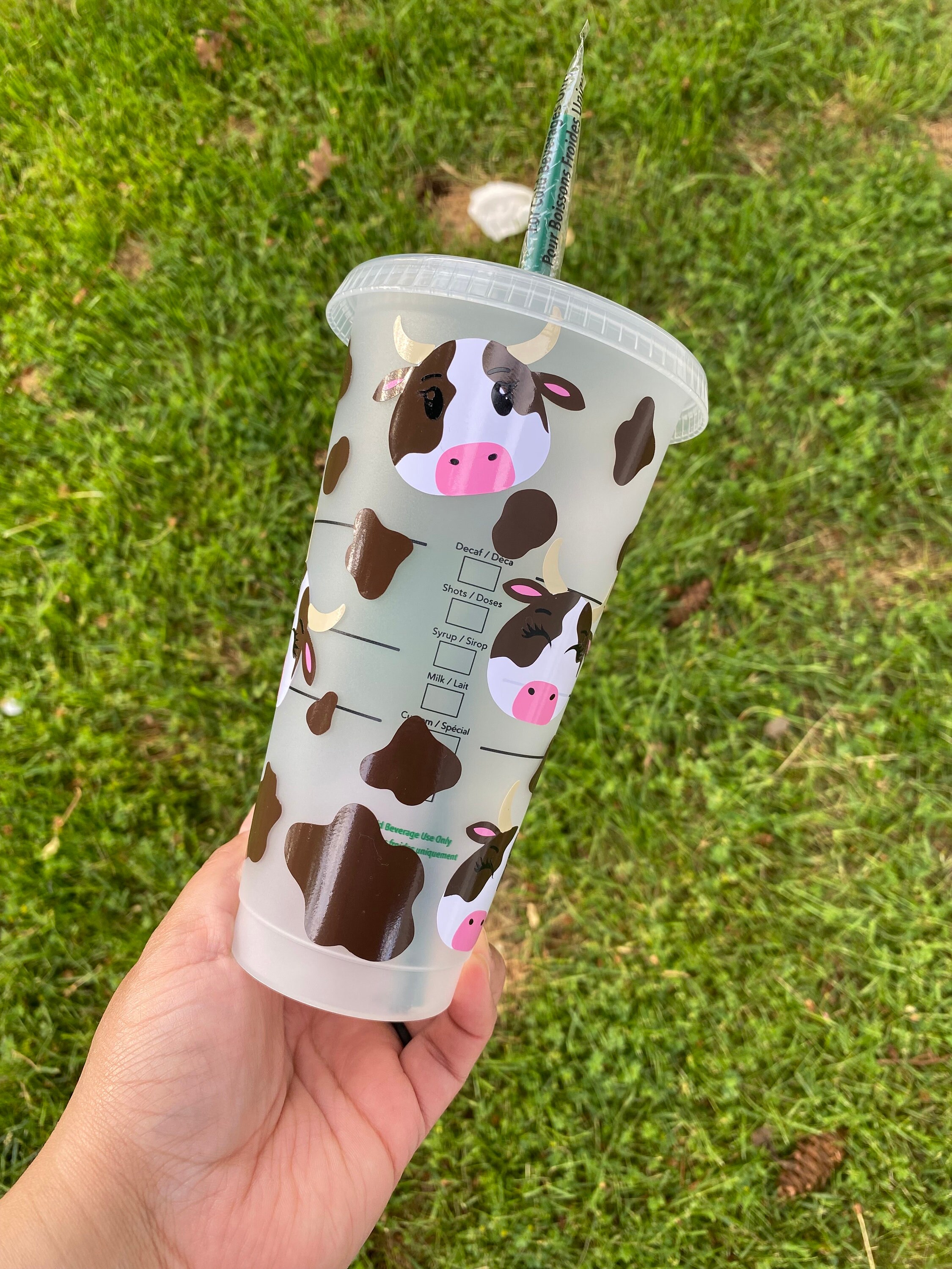 Cow Print Starbucks 24oz Cold Cup | Reusable Cold Cup | Pink Cow Print ...