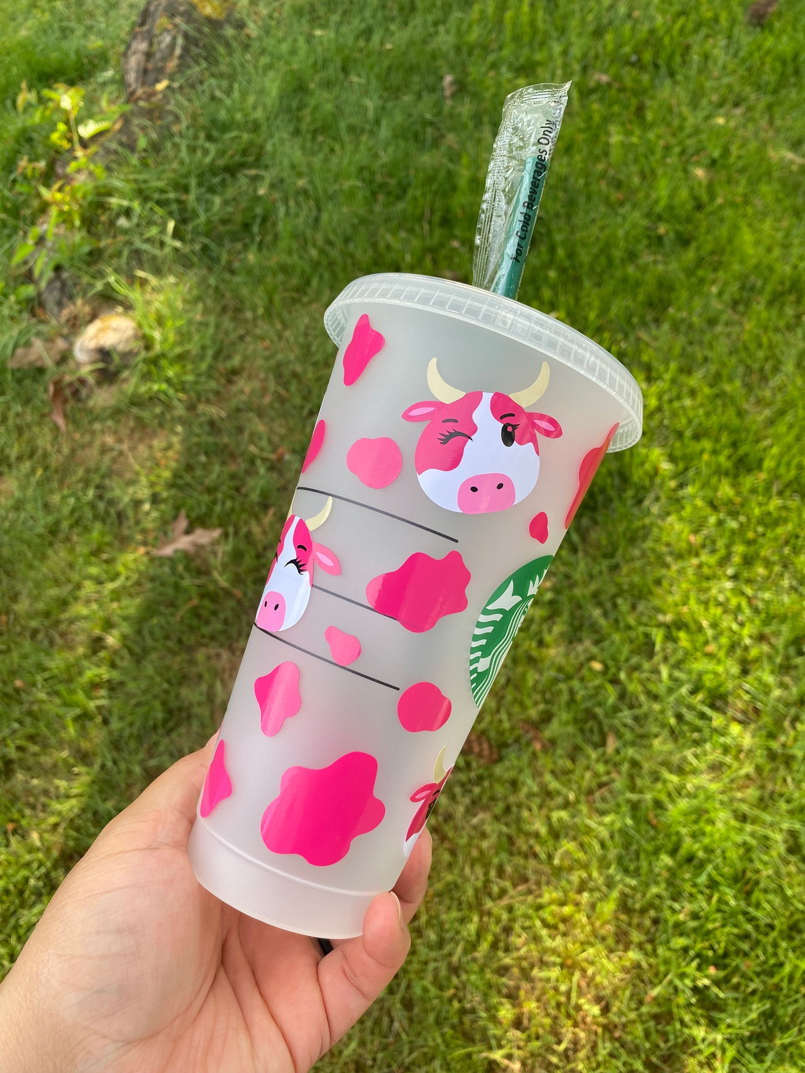 Cow Print Starbucks 24oz Cold Cup Reusable Cold Cup Pink Cow Print ...