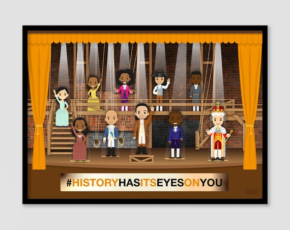 Hamilton A4 Musical print Art Theatre cast cartoon | Etsy