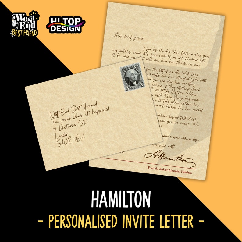 Hamilton Personalised Invite Letter Musical Themed Gift - Etsy