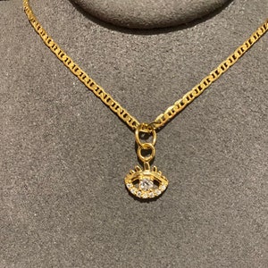 18k Gold Filled Evil Eye Necklace/ Evil Eye Chain - Etsy