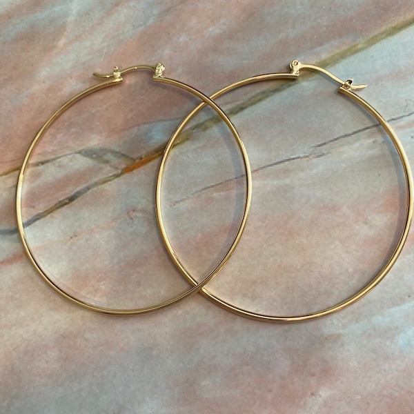 Large Gold Hoops - Etsy