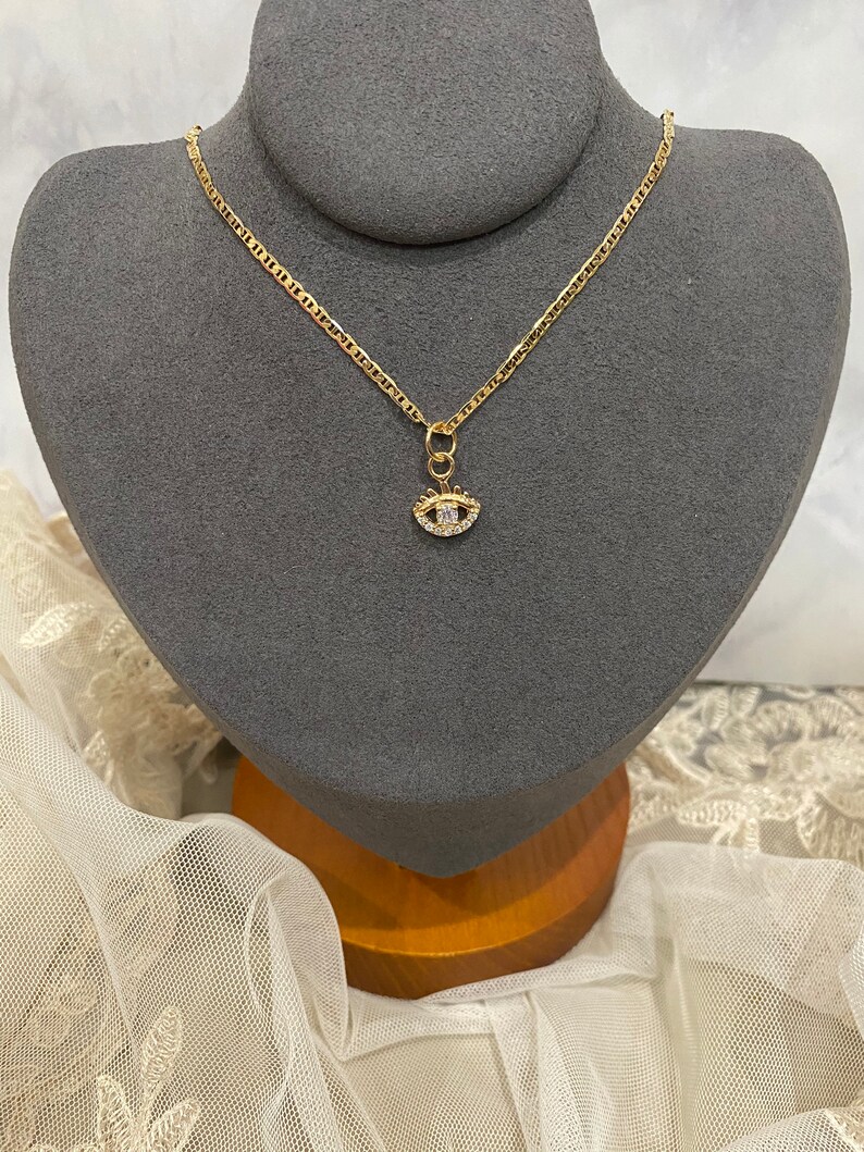 Evil Eye Necklace/ 18k Gold Filled Evil Eye Necklace - Etsy