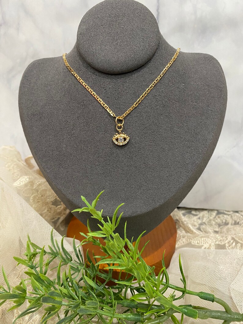 Evil Eye Necklace/ 18k Gold Filled Evil Eye Necklace - Etsy