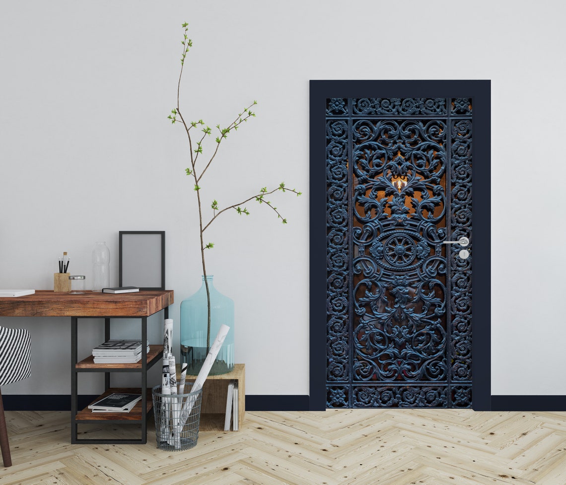 Blue RUSTIC Metal Door Decal Peel & Stick Vinyl Ultra High - Etsy