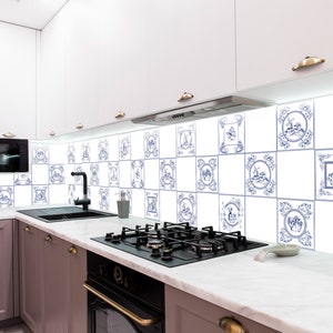 Blue Vintage Netherland Tile Decals, Vinyl Sticker Kitchen, Bathroom ...