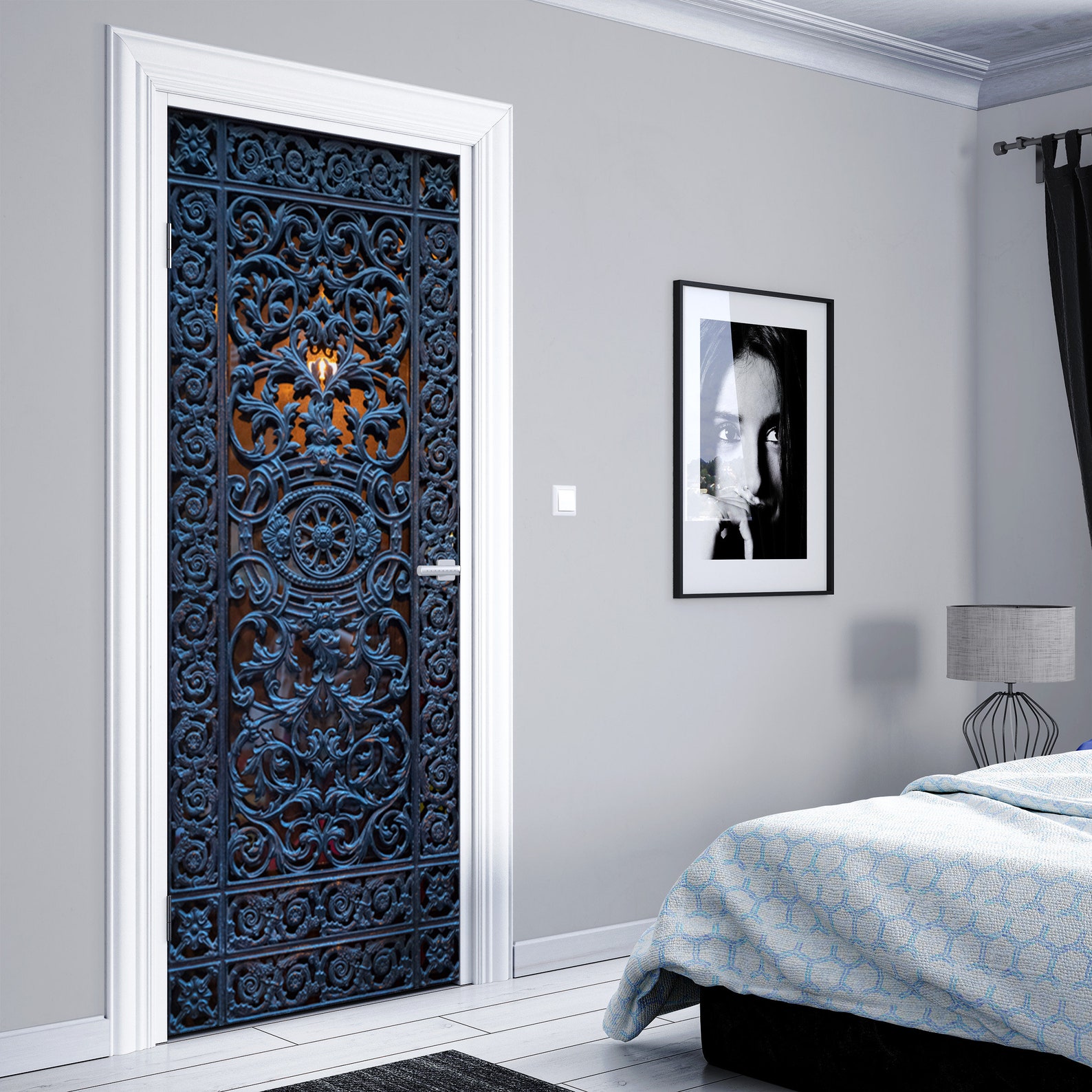 Blue RUSTIC Metal Door Decal Peel & Stick Vinyl Ultra High - Etsy