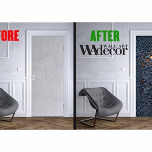 Blue RUSTIC Metal Door Decal, Peel & Stick Vinyl, Ultra High Quality ...