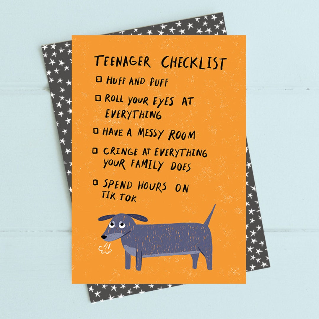 Teenager Checklist Birthday Card (KM015) Funny Teen Card - Funny ...