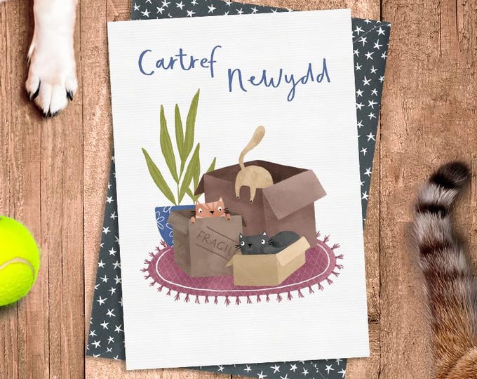 Personalised Welsh Cartref Newydd Greeting Card, Welsh Housewarming ...