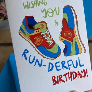 Running Birthday Card (MS3701) Trainers - Running Shoes - Card for ...