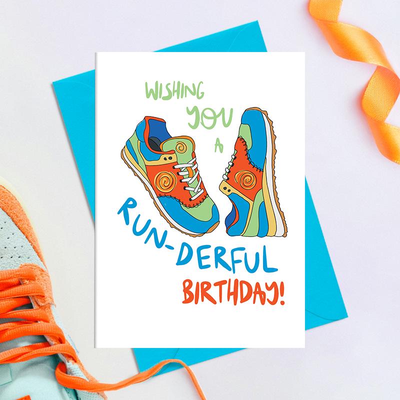 Running Birthday Card (MS3701) Trainers - Running Shoes - Card for ...