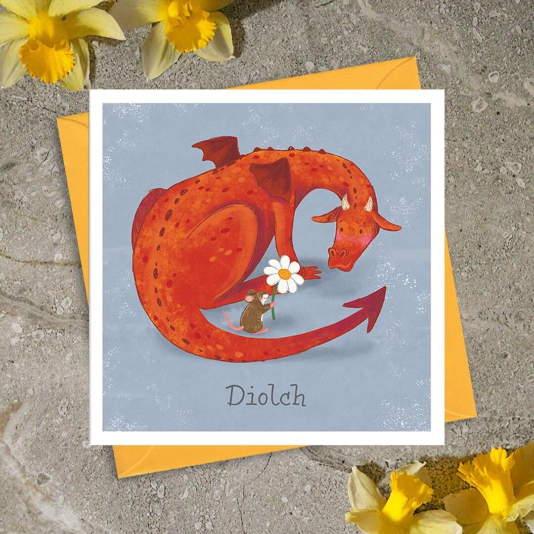 Diolch Welsh Thank You Card (DL104) Welsh Dragon - Thanks - Thank You ...