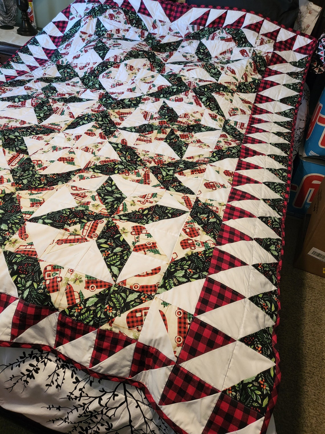 Christmas Quilt With Lumberjack Bias Borders - Etsy